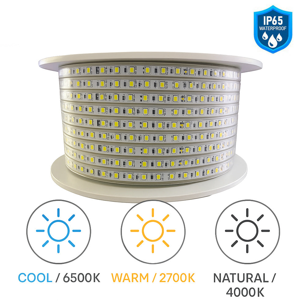 Striscia strip led 1MT interno esterno 12W 220v 6500k 4000k 3000k IP65 ...